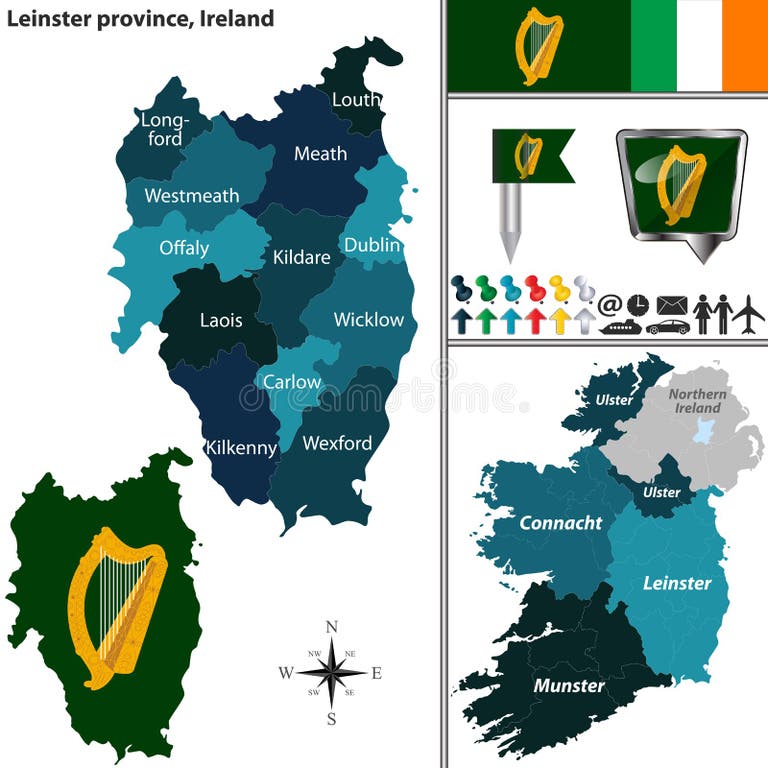 Leinster province, Ireland stock vector. Illustration of vector - 174176899