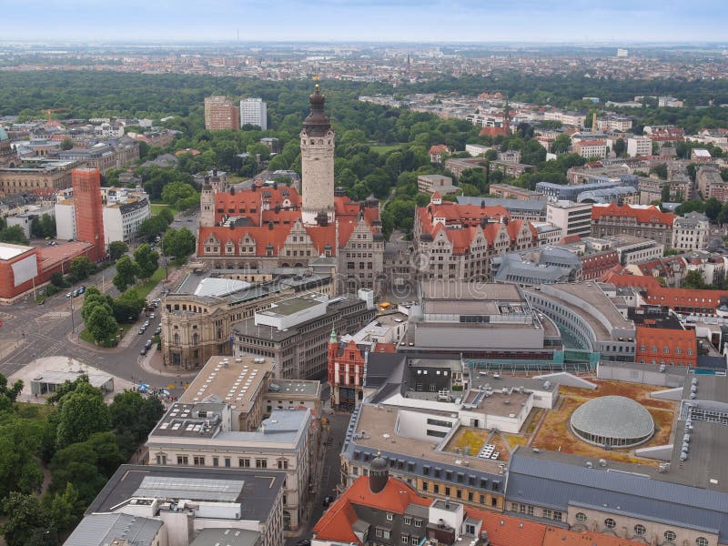 Leipzig aerial view stock photo. Image of skyline, town - 42431568