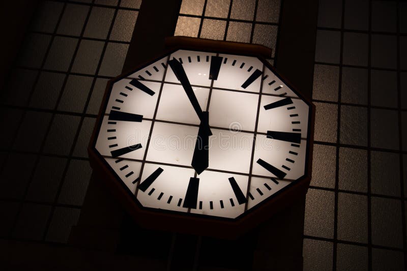 LEIPZIG, GERMANY - AUGUST 18, 2018: a Large Illuminated Clock with a ...