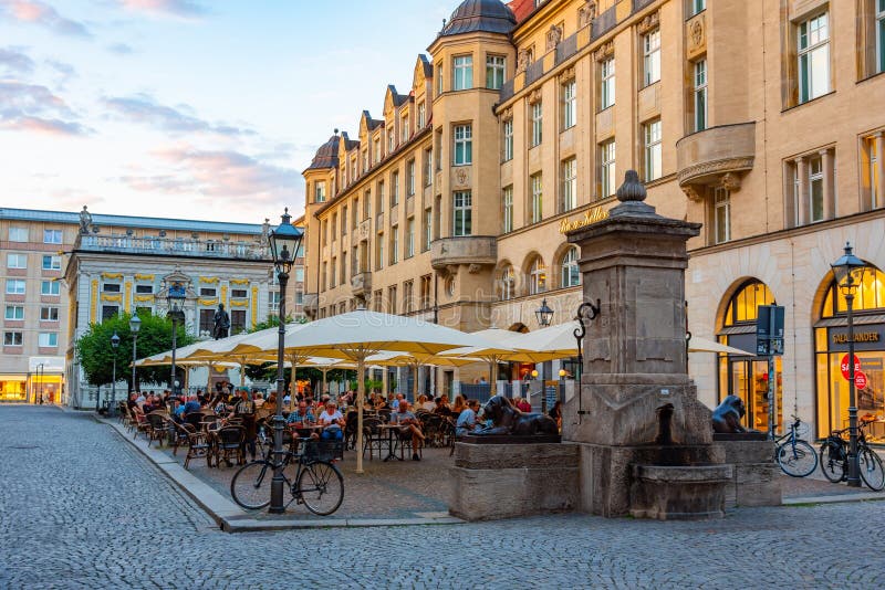 Leipzig, Germany, August 8, 2022: Naschmarkt Square in German To ...