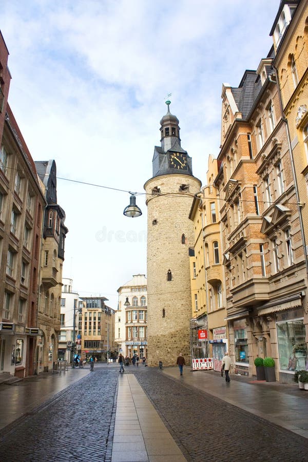 Leipziger Tower in Halle editorial stock photo. Image of design - 375943303