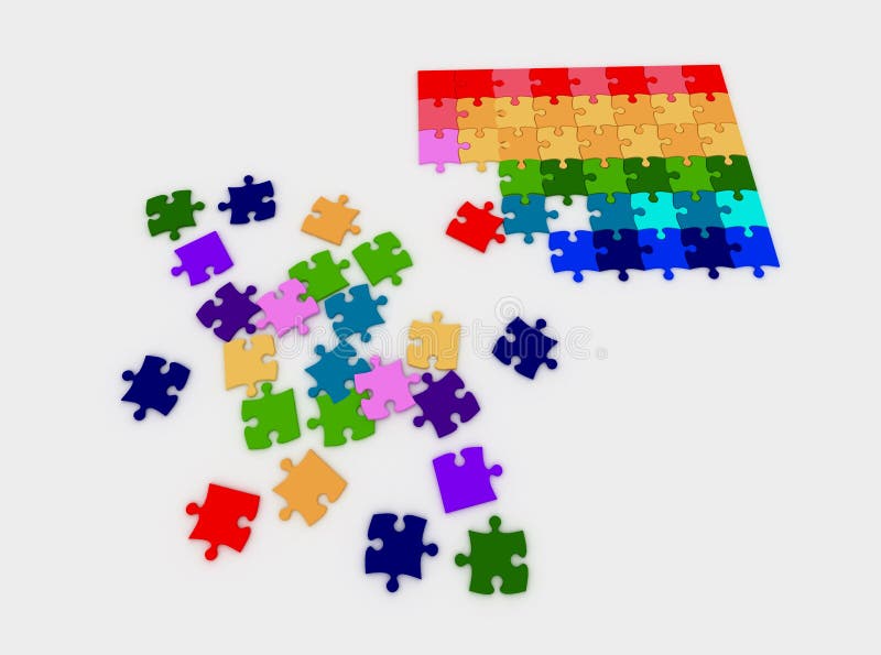 Colored Puzzles on a White Background Stock Illustration - Illustration ...