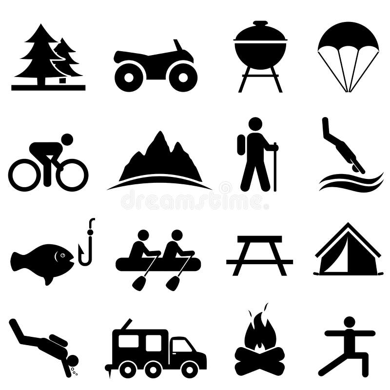 Leisure and Recreation Icons Stock Vector - Illustration of parachute ...