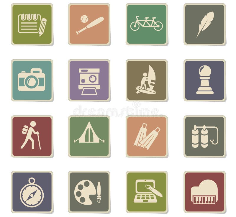 Leisure icon set stock vector. Illustration of pawn - 121867917