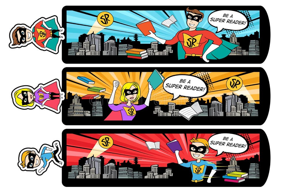 Leitor super Bookmarks ilustração do vetor. Ilustração de vetor - 69307593