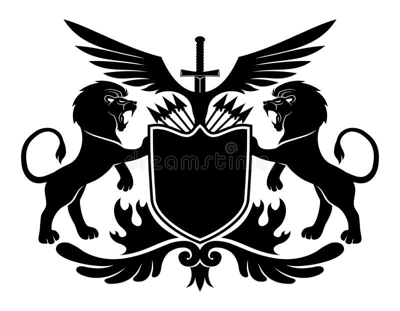 Lejon, griff och drake vektor illustrationer. Illustration av monster ...