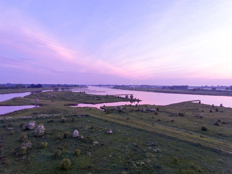 The Lek River Surrounded by the Everdingen Village during a Beautiful ...