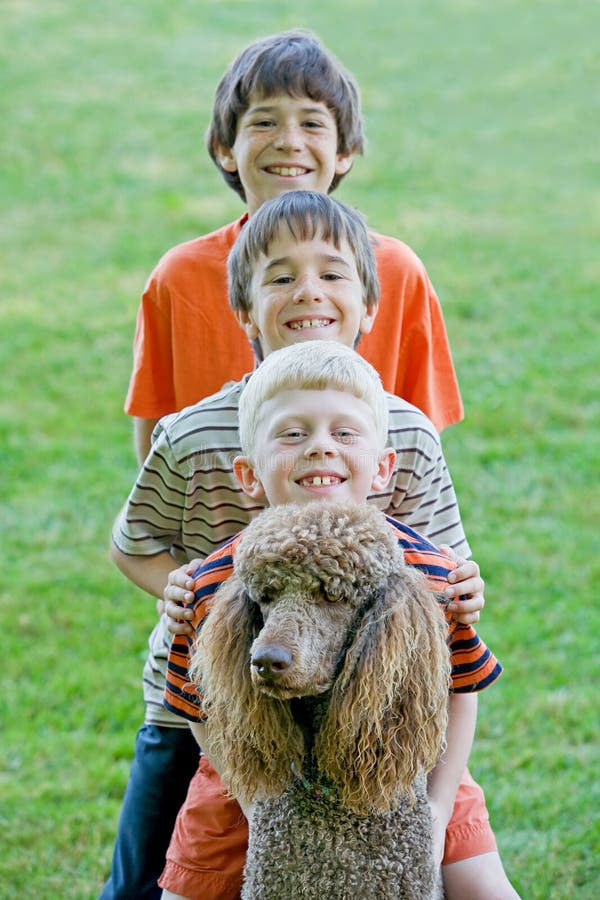 Pojkar Som Ger Hund Ett Bad Arkivfoto - Bild av angus, manlig: 33946574