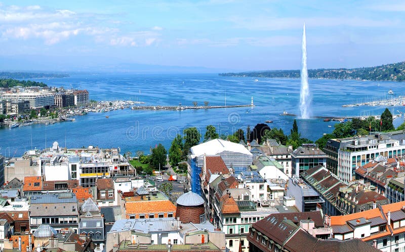 Geneva and the Leman Lake stock image. Image of view - 45805623