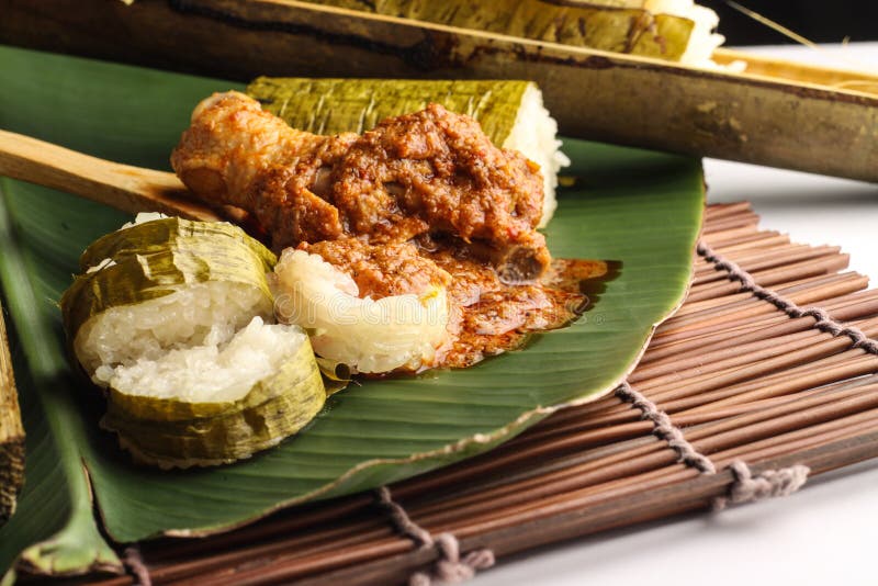 Ketupat, Lemang, Served With Serunding, Popular Malay Delicacies During ...