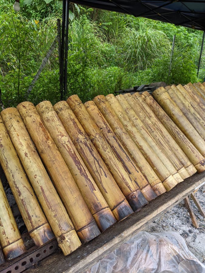 Lemang or Sticky Rice in the Bamboo for Eid Fitri Stock Photo - Image ...