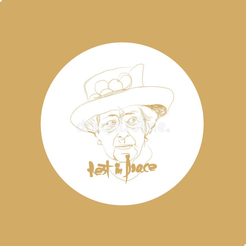 British Queen Elizabeth Hand Sketch, Rest in Peace Stock Illustration ...