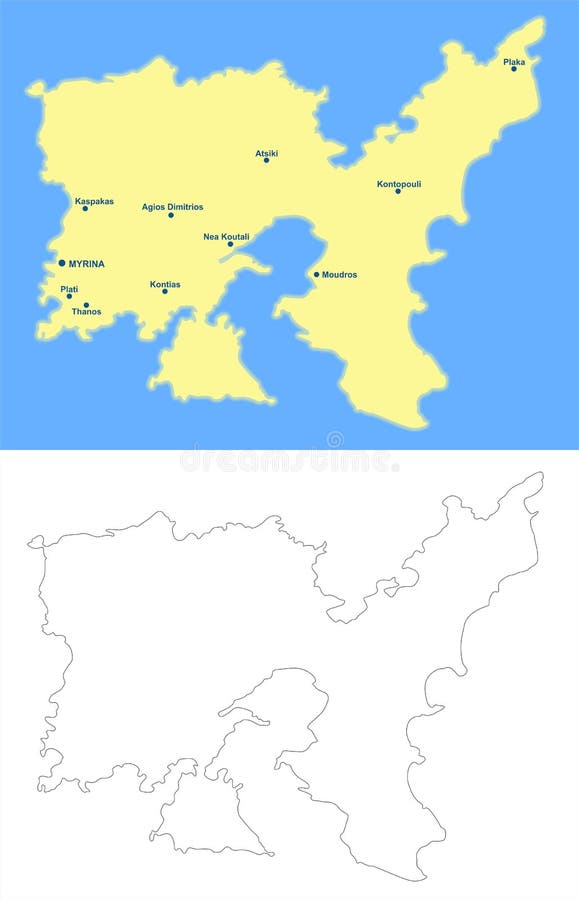 Lemnos Island Map - Cdr Format Stock Vector - Illustration of greek ...