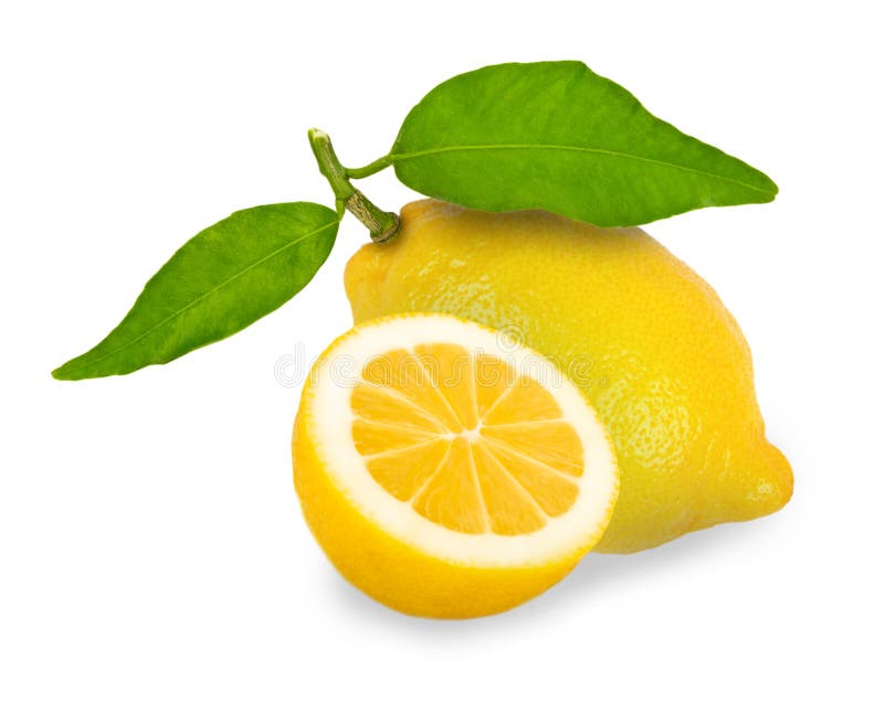 Lemon with leaves isolated stock image. Image of organic - 4309885