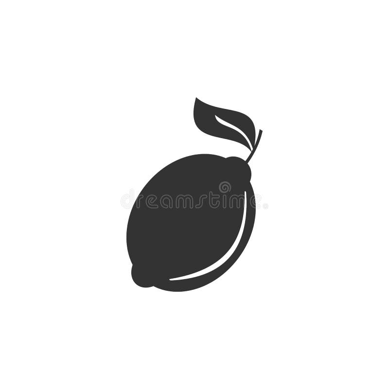 Lemon Icon.Symbol Lemon with Leaf Stock Illustration - Illustration of ...