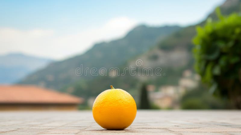 Lemon on the Background of a Mountain Landscape. Selective Focus Stock ...
