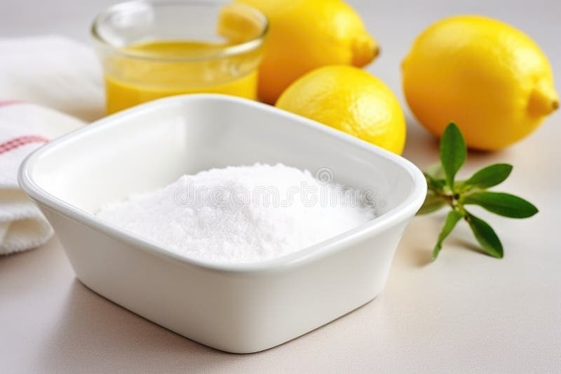 A Lemon and Baking Soda Paste in a Ceramic Dish Stock Illustration ...