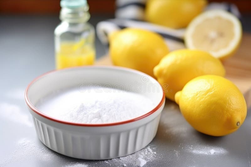 A Lemon and Baking Soda Paste in a Ceramic Dish Stock Image - Image of ...