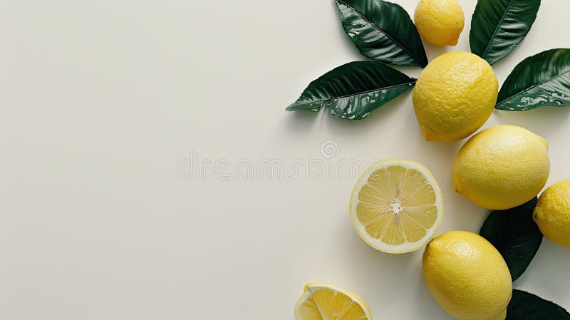 Lemon Banner Design with Copy Space, Lemon on White Background, Lemon ...