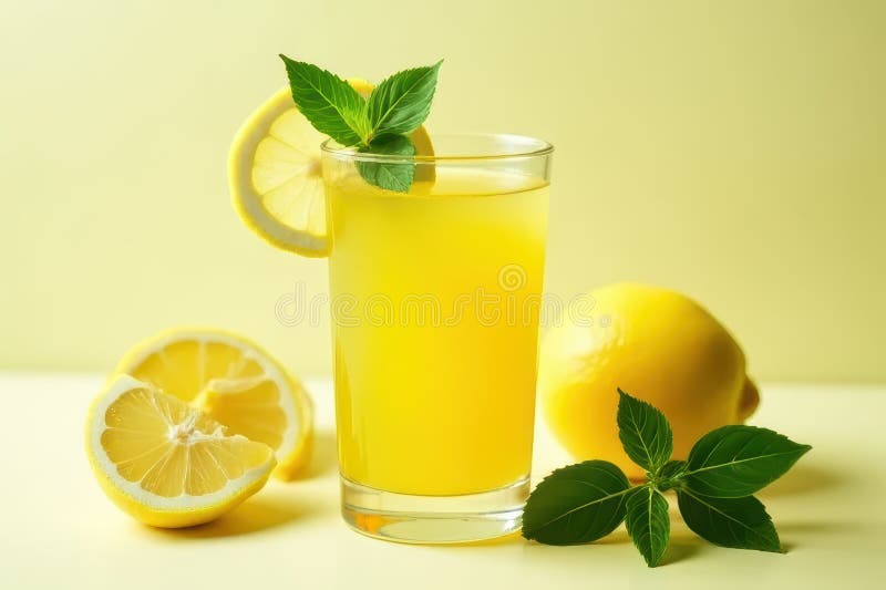 Lemon and Basil Infused Drink Stock Illustration - Illustration of ...
