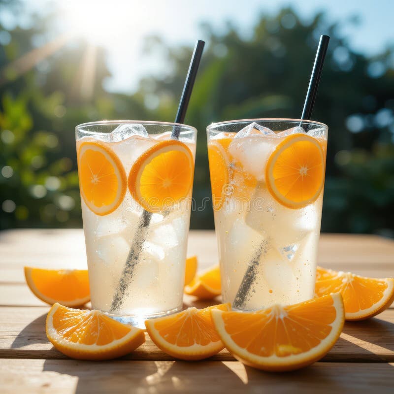 Lemon Beverage Display on Table Stock Illustration - Illustration of ...