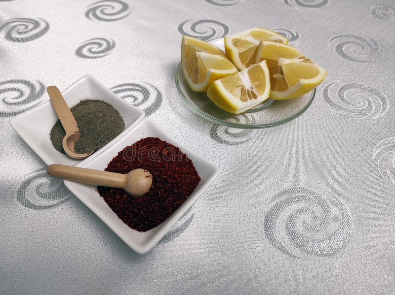 Lemon Black Pepper Red Spoon Forks Dinner Table Stock Photos - Free ...