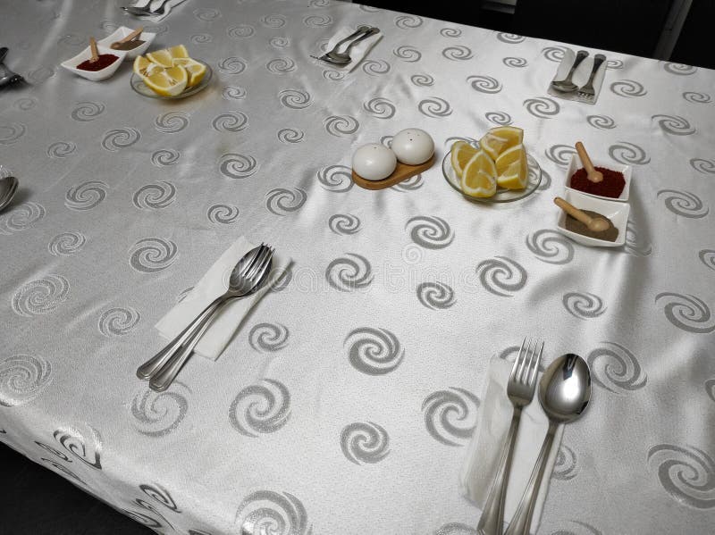 Lemon Black Pepper Red Spoon Forks Dinner Table Stock Photos - Free ...