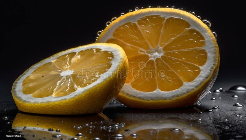 Lemon on Black Lemon and Water Stock Illustration - Illustration of ...