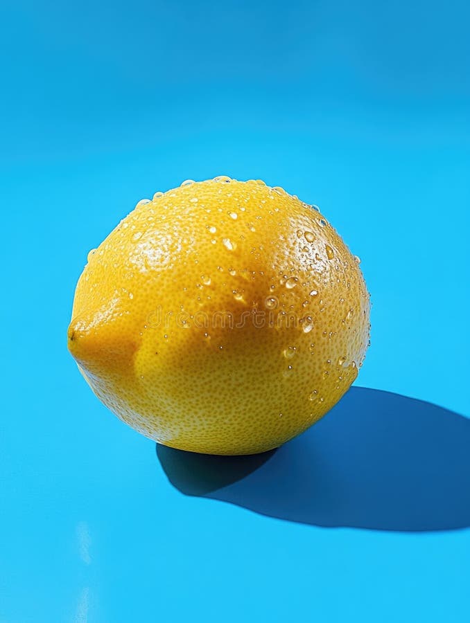 Lemon on Blue Surface stock image. Image of table, sunshine - 375812637