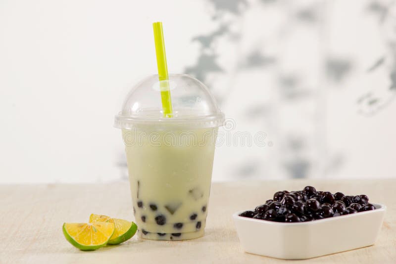 Lemon Boba Bubble Tea stock image. Image of milky, bubble - 25401563