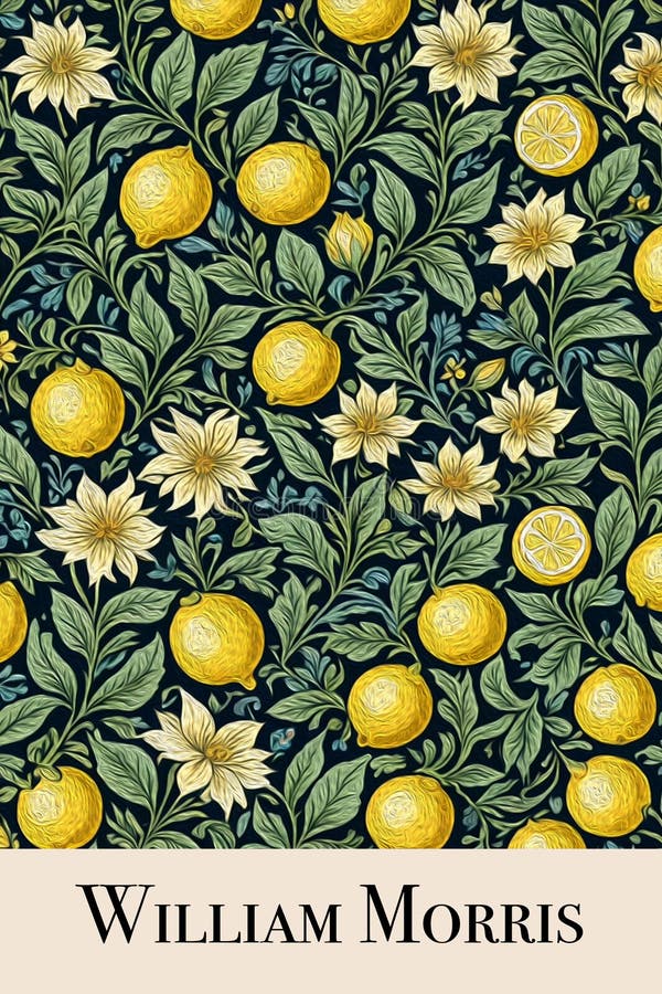 Lemon . Botanical Pattern for Printing on Wall Decorations in a ...