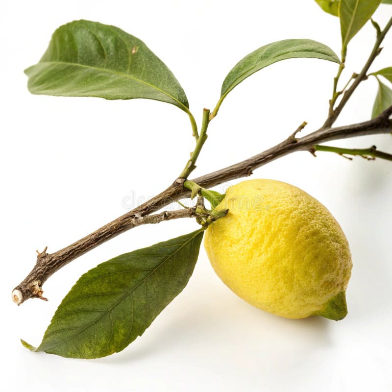 Lemon on a Branch Isolated on White Background Stock Illustration ...