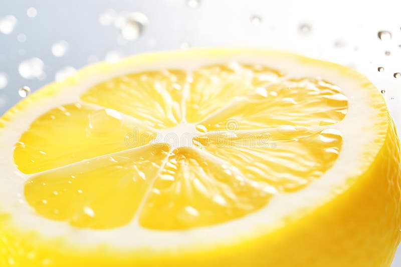 Lemon on Bright White Background Fresh with Waterdrops Stock ...