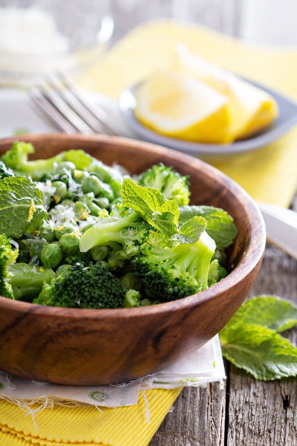 Lemon Broccoli with Peas and Mint Stock Photo - Image of serving, green ...