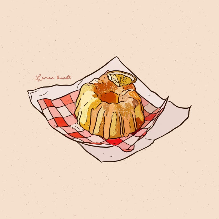 Lemon Bundt Cake, Hand Draw Sketch Vector Stock Vector - Illustration ...