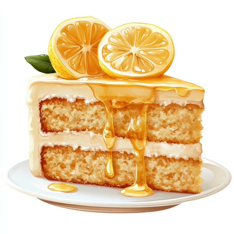 Lemon Cake with Drizzled Honey Illustration Stock Illustration ...
