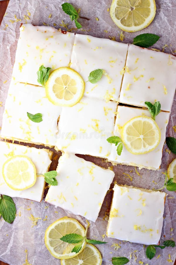 Lemon cake squares stock image. Image of sour, meal - 340307233