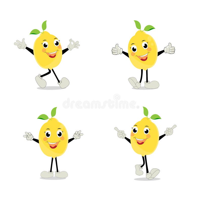 Lemon Character Design. Vector Illustration Flat Lemon Cute Character ...