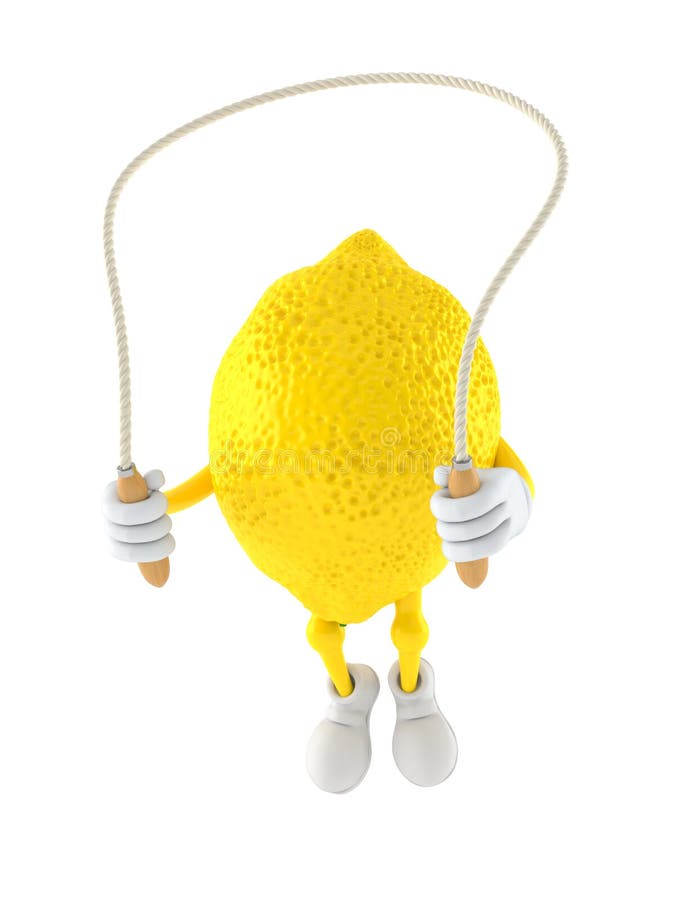 Lemon Character Jumping on Jumping Rope Stock Illustration ...