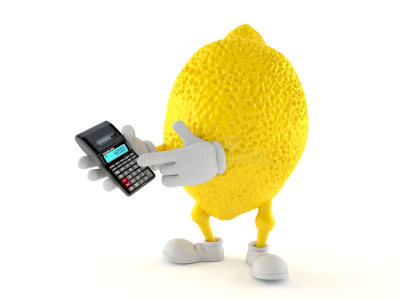 Lemon Character Using Calculator Stock Illustration - Illustration of ...