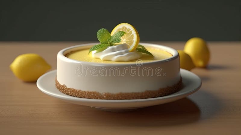 Lemon Cheesecake in a Bowl. Generative AI Stock Illustration ...