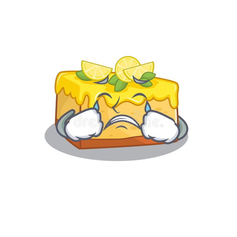Lemon Cheesecake Cartoon Character Concept with a Sad Face Stock Vector ...