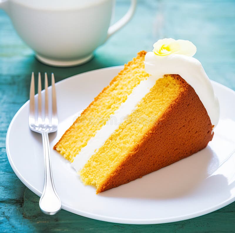 Lemon chiffon cake slice stock illustration. Illustration of tart ...