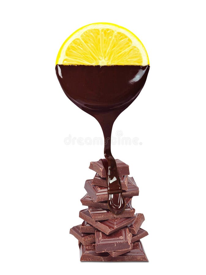 Lemon chocolate dripping stock image. Image of slice - 280702885