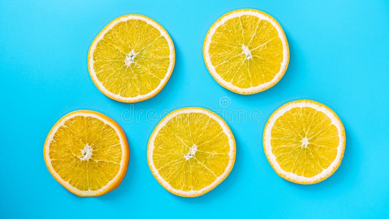 Lemon Circles on Blue Background. Stock Photo - Image of design ...