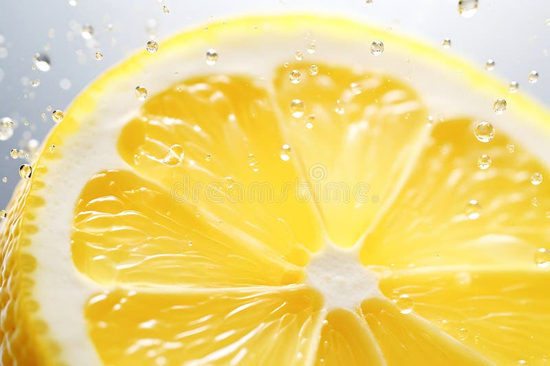 Lemon Closeup on Bright White Background Fresh with Waterdrops Stock ...