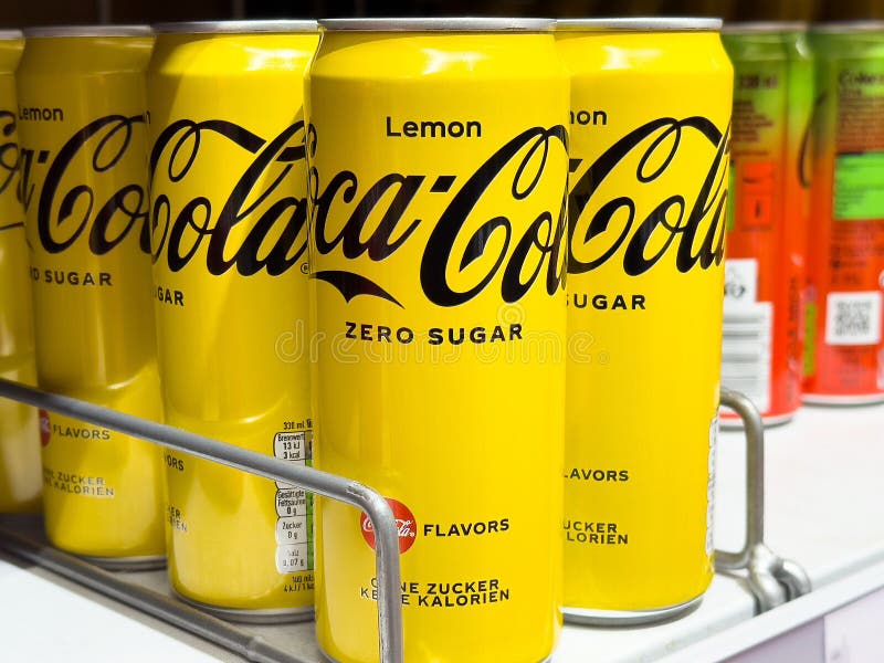Lemon Coca-cola Zero Sugar Cans in Store Display Editorial Photo ...