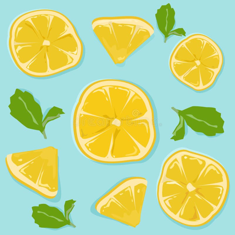 Lemon Colorful Seamless on Light Blue Background Vector. Stock Vector ...