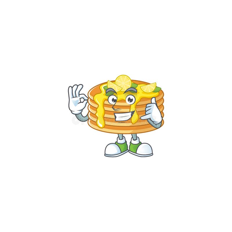 Lemon Cream Pancake Mascot Cartoon Design Make a Call Gesture Stock ...