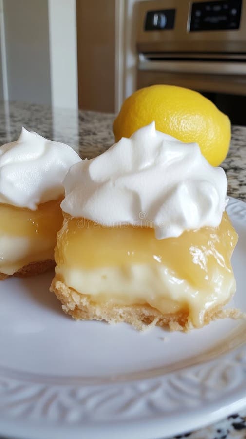 Lemon Cream Tartlets with Whipped Cream Topping on Plate Stock ...